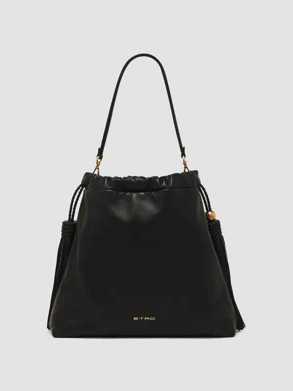 Etro Kalispera Large Leather Shoulder Bag - Black