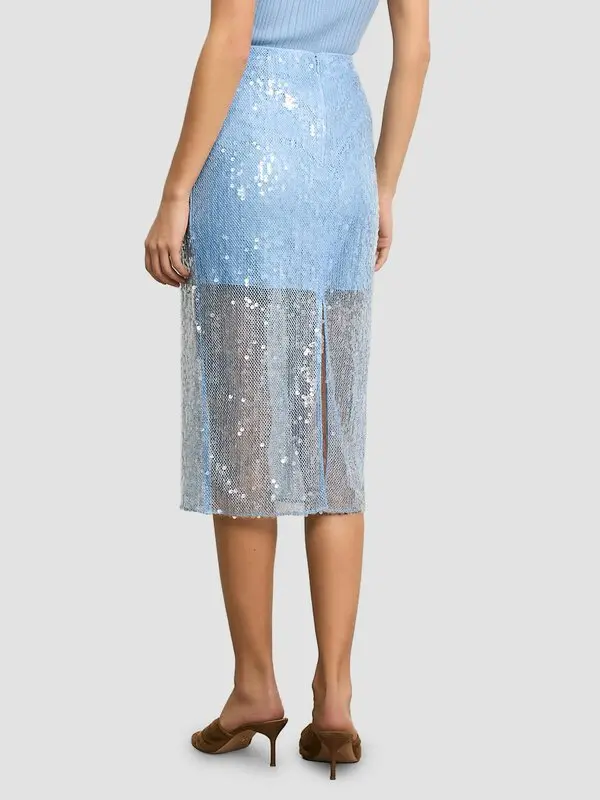 Veronica Beard Allora Sequined Open-knit Midi-skirt