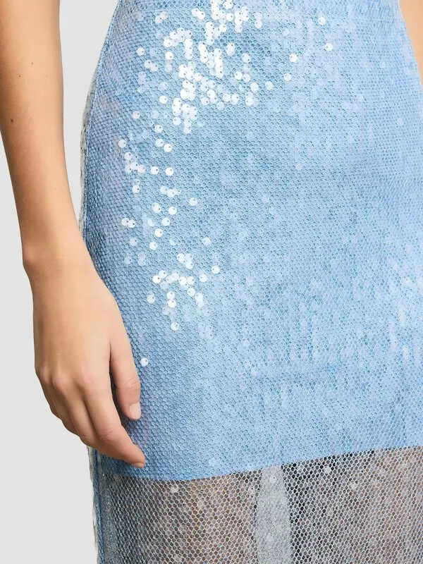 Veronica Beard Allora Sequined Open-knit Midi-skirt