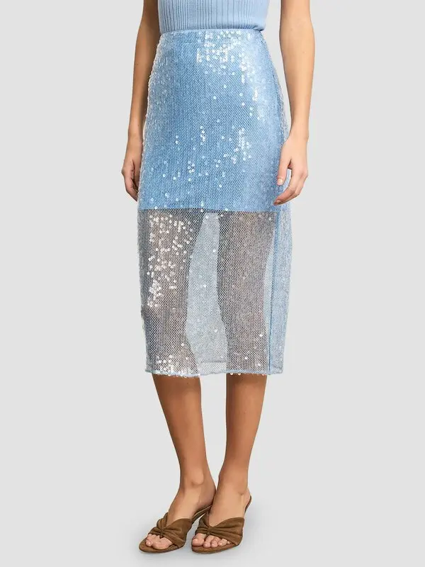 Veronica Beard Allora Sequined Open-knit Midi-skirt