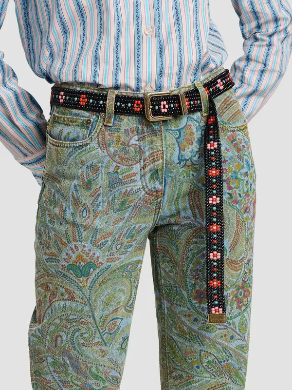 Etro Floral Beaded Embroidered Belt