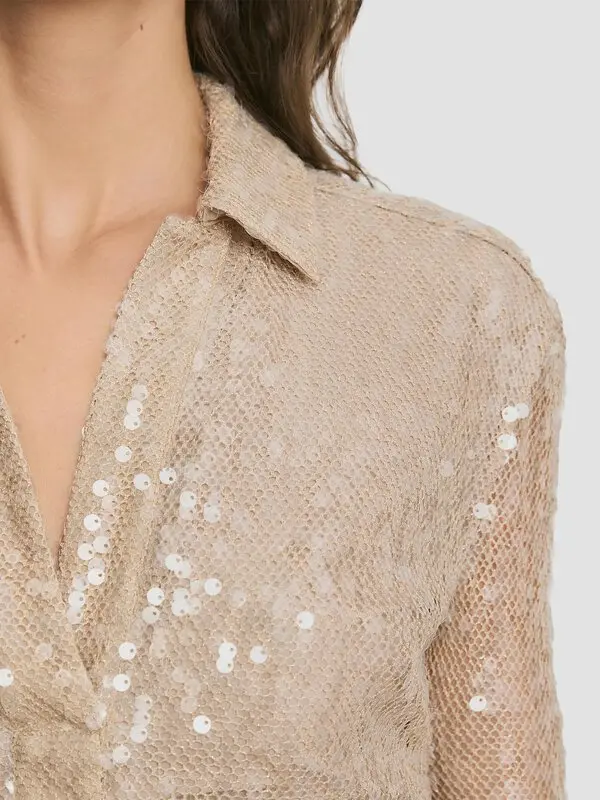 Veronica Beard Meryl Sequined Knit Top
