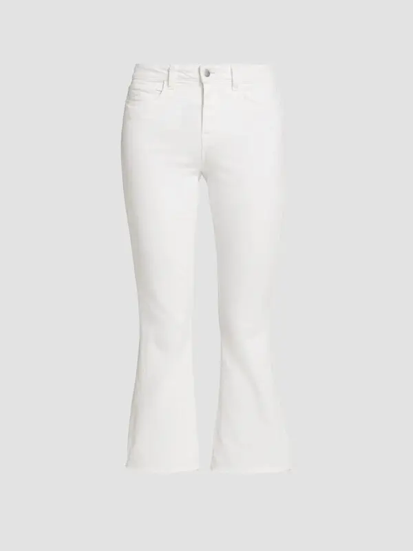 L'Agence Kendra Cropped Flare Jeans - Blanc