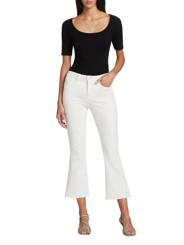 L'Agence Kendra Cropped Flare Jeans - Blanc