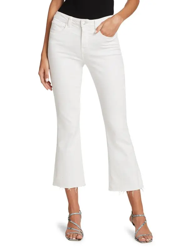 L'Agence Kendra Cropped Flare Jeans - Blanc