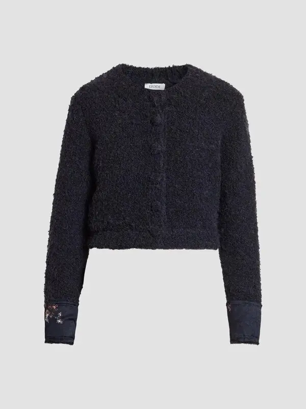 Erdem Bouclé Wool-alpaca-blend Crewneck Cardigan
