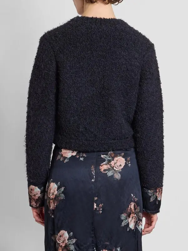 Erdem Bouclé Wool-alpaca-blend Crewneck Cardigan