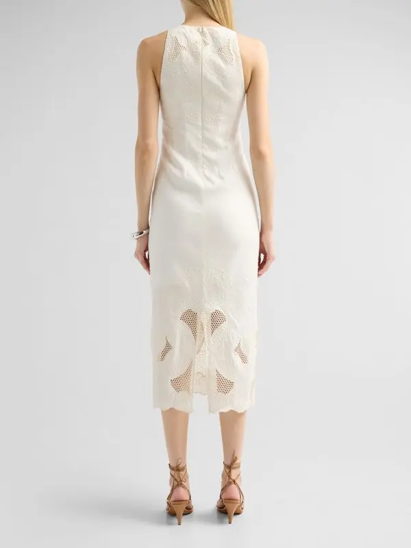 Veronica Beard Upten Embroidered Linen-blend Midi Dress