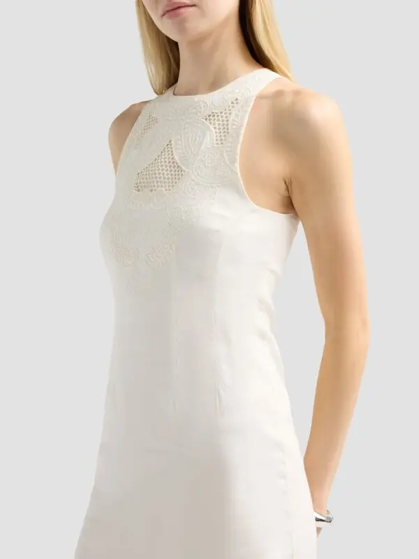 Veronica Beard Upten Embroidered Linen-blend Midi Dress