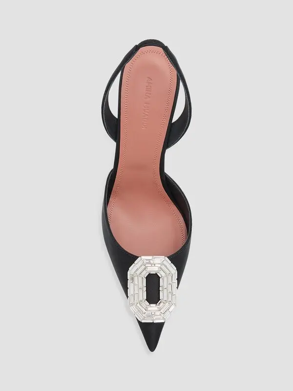 Amina Muaddi Camelia 90mm Embellished Satin Slingback Pumps