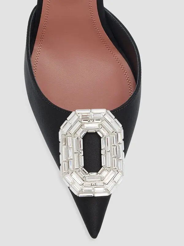 Amina Muaddi Camelia 90mm Embellished Satin Slingback Pumps