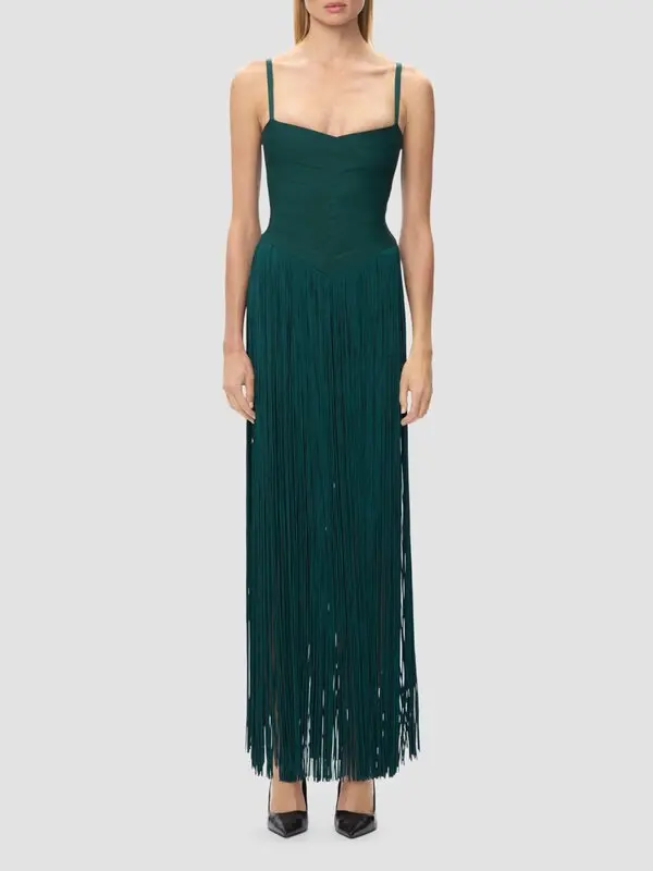 Herve Leger Ember Bandage Fringe Dress
