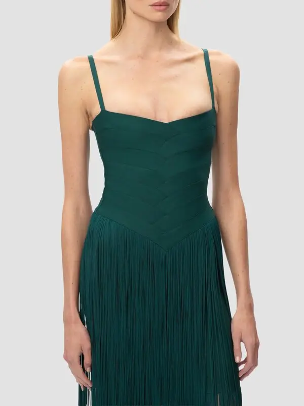 Herve Leger Ember Bandage Fringe Dress