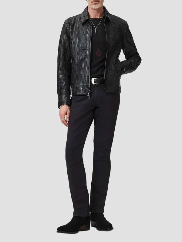 John Varvatos Benjamin Snakeskin-embossed Leather Jacket