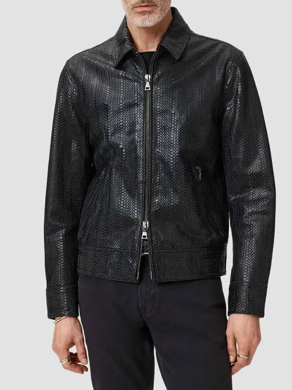 John Varvatos Benjamin Snakeskin-embossed Leather Jacket