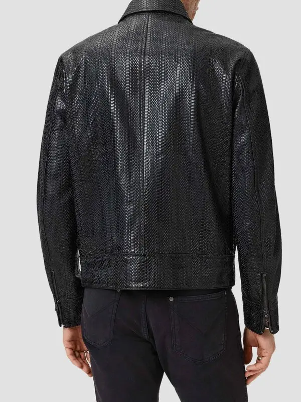 John Varvatos Benjamin Snakeskin-embossed Leather Jacket