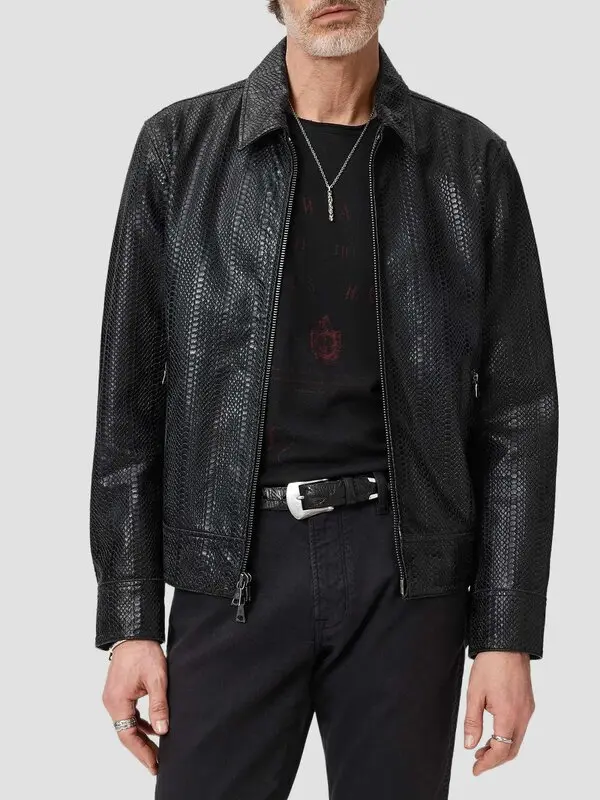 John Varvatos Benjamin Snakeskin-embossed Leather Jacket