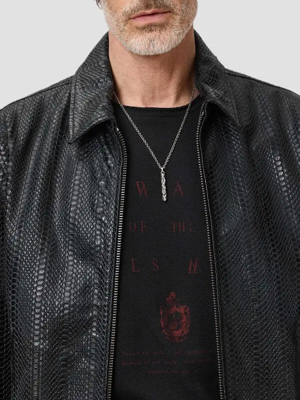 John Varvatos Benjamin Snakeskin-embossed Leather Jacket