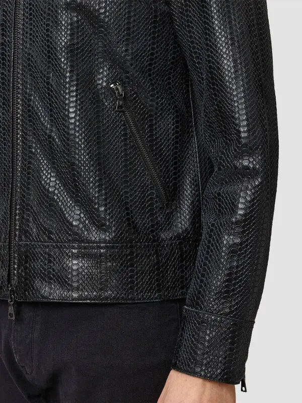 John Varvatos Benjamin Snakeskin-embossed Leather Jacket