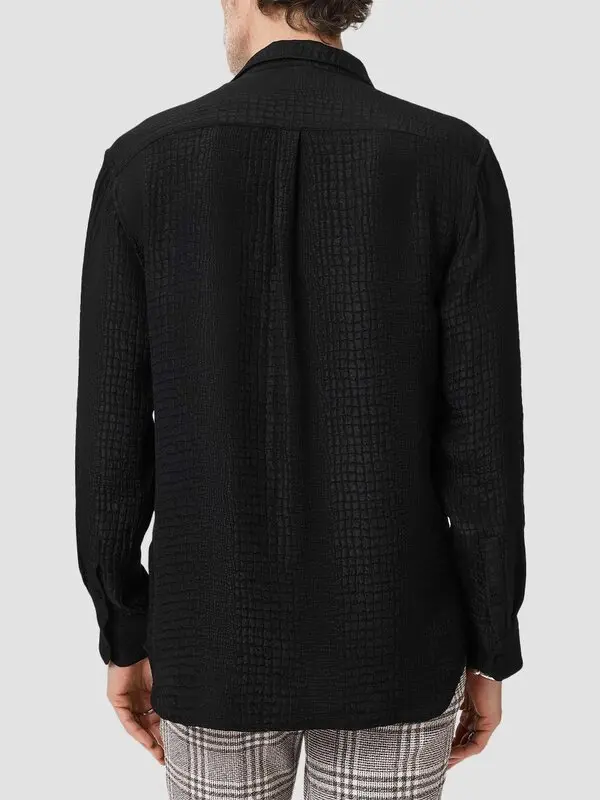 John Varvatos Vito Croc-jacquard Silk Button-front Shirt