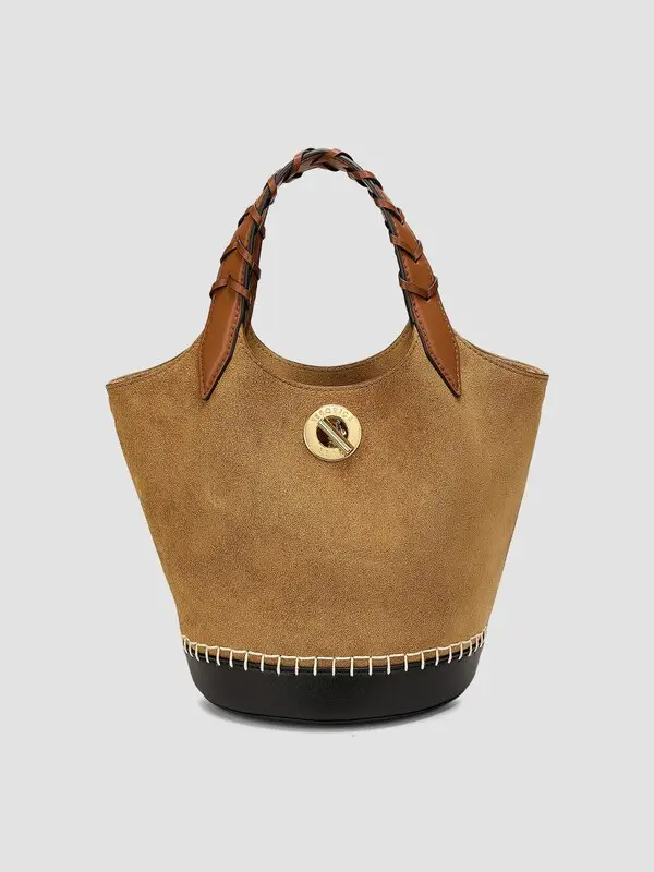 Veronica Beard Anchor Colorblocked Suede Bucket Bag