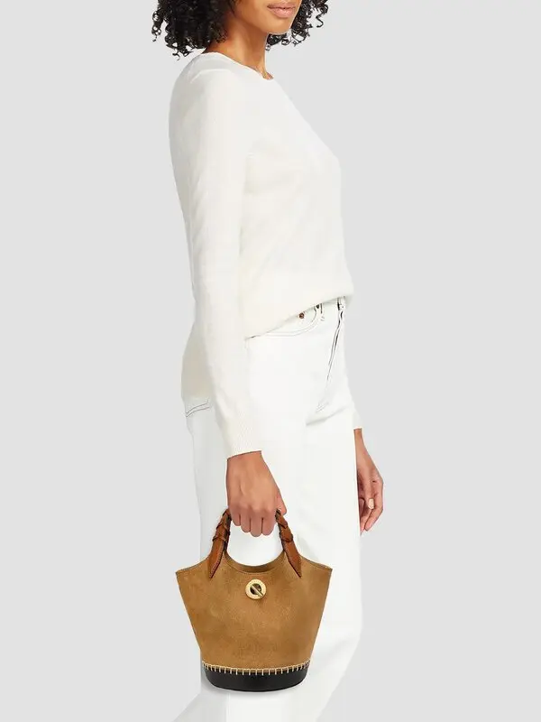 Veronica Beard Anchor Colorblocked Suede Bucket Bag