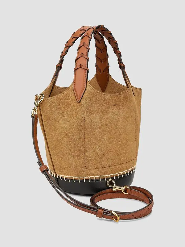 Veronica Beard Anchor Colorblocked Suede Bucket Bag