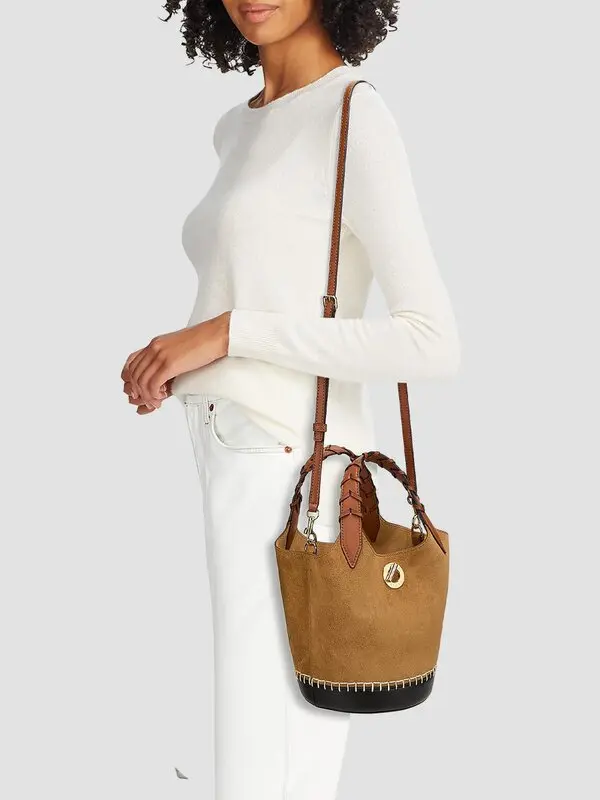 Veronica Beard Anchor Colorblocked Suede Bucket Bag