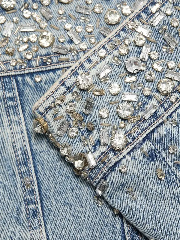 L'AGENCE Arlin Embellished Denim Corset Top