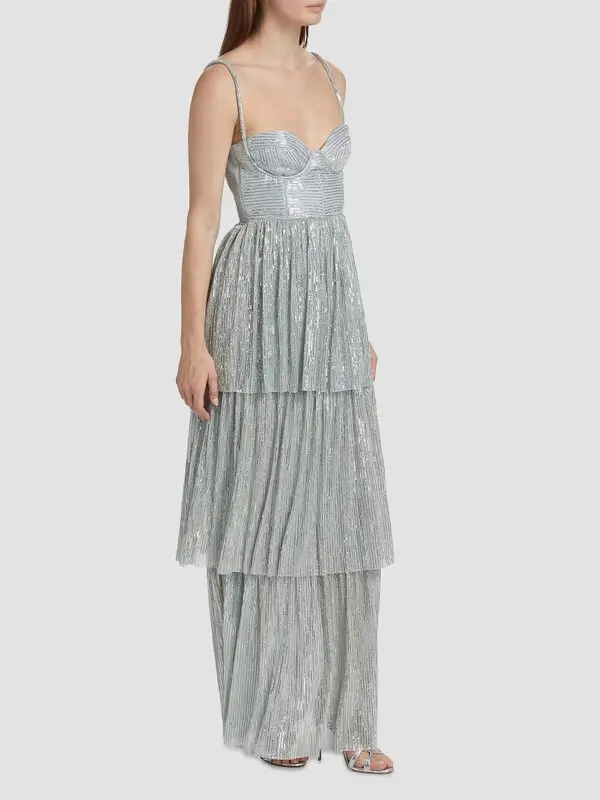 SABINA MUSAYEV Altair Sequined Tiered Dress