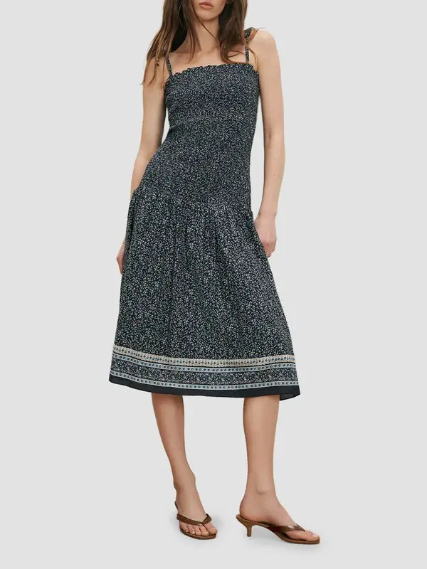 Veronica Beard Marietta Floral Cotton-blend Midi-dress
