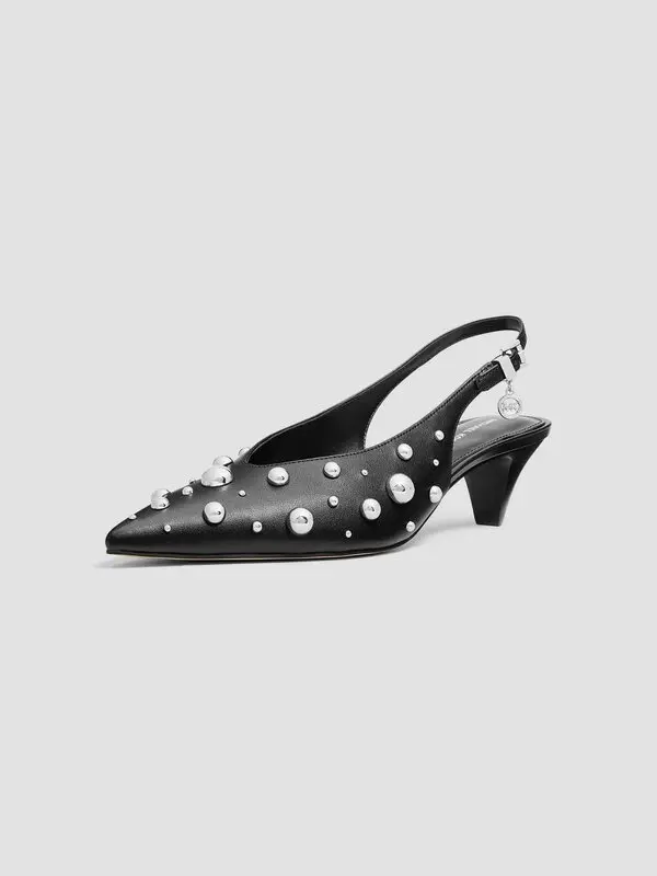 Michael Kors Tonya 50mm Imitation-pearl Kitten Slingback Pumps - Black