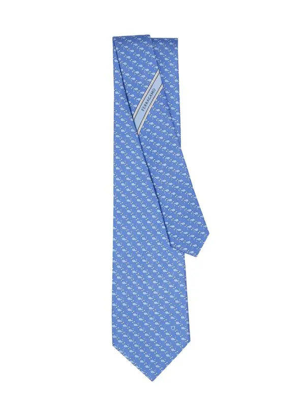 FERRAGAMO Alice Printed Silk Tie - Azzurro
