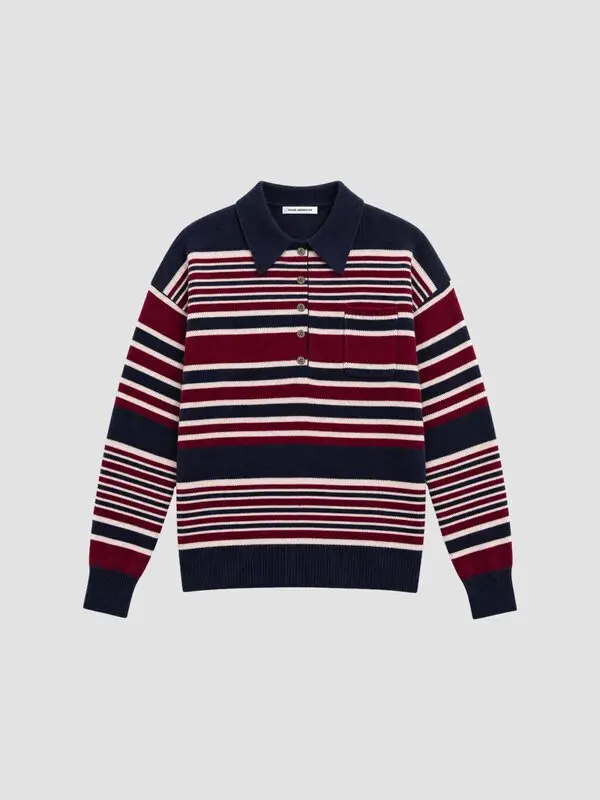Good American The Oversized Striped Rugby Sweater - Multi Stripe