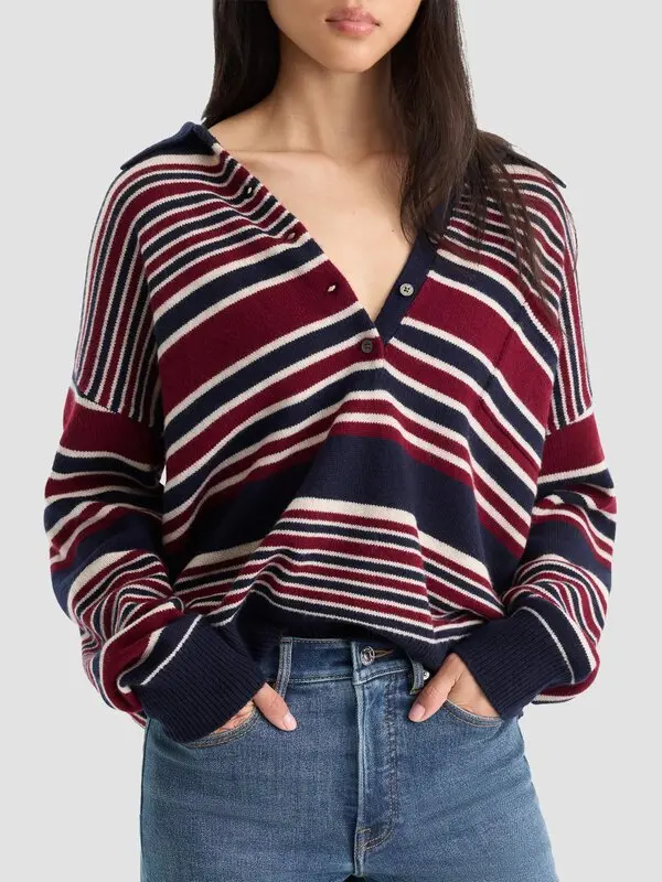 Good American The Oversized Striped Rugby Sweater