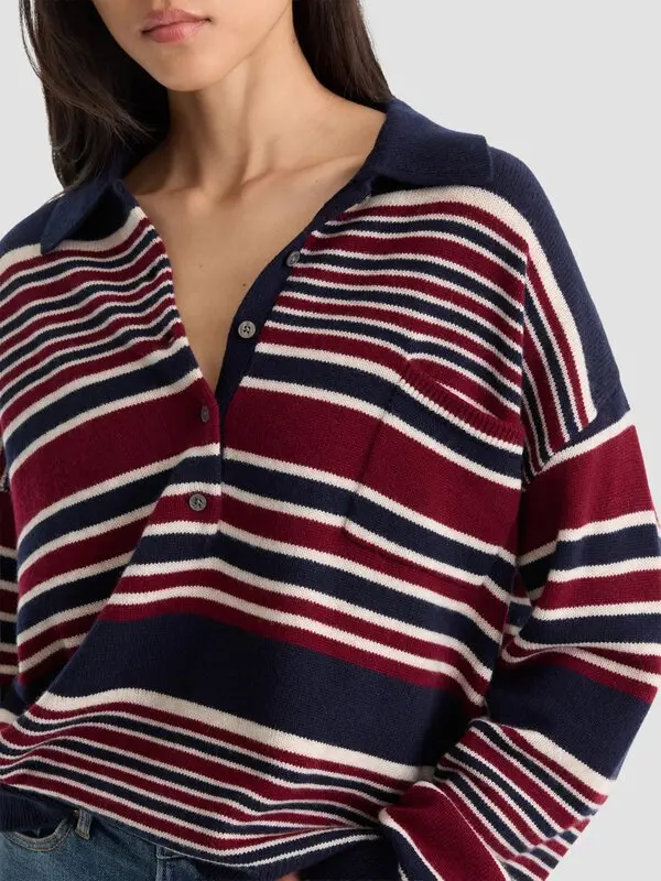 Good American The Oversized Striped Rugby Sweater