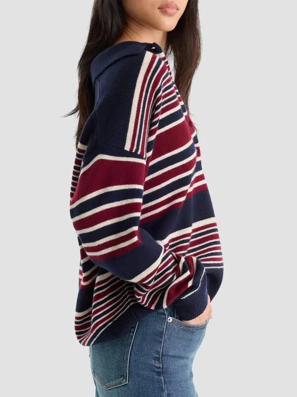 Good American The Oversized Striped Rugby Sweater