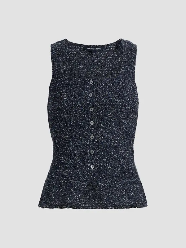 Veronica Beard Indie Smocked Printed Top