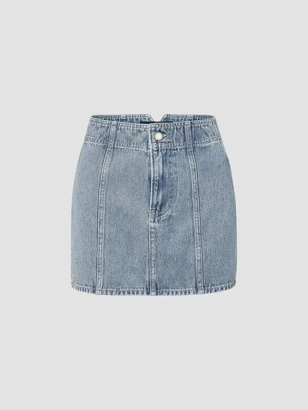 Veronica Beard Marquita Denim Miniskirt - Silver Dust