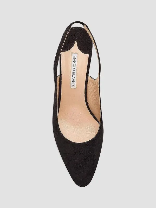 Manolo Blahnik Allurasan 50mm Suede Slingback Pumps - Black