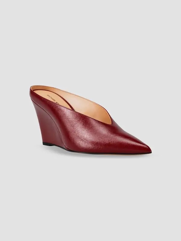 Michael Kors Xandra 85mm Leather Mule Pumps - Deep Red