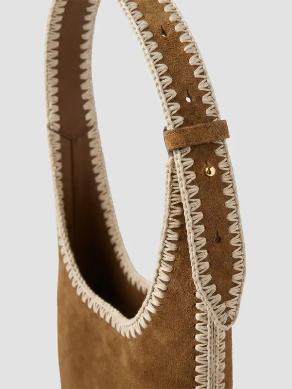 Veronica Beard Loop Small Whipstitch Suede Shoulder Bag - Acorn Multi