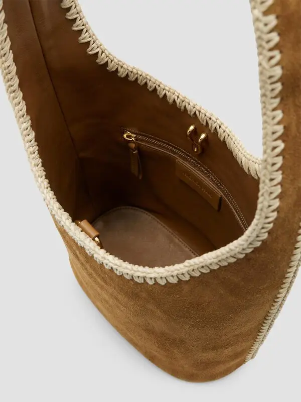 Veronica Beard Loop Small Whipstitch Suede Shoulder Bag - Acorn Multi