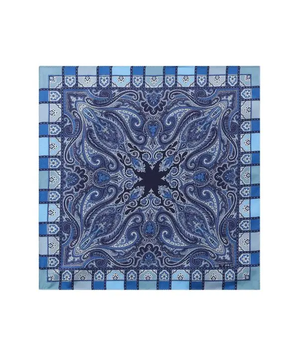 Etro Paisley Silk Neck Scarf - Printed Blue Base