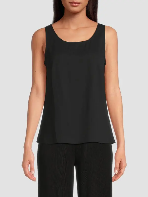 Misook Crêpe De Chine Scoopneck Tank