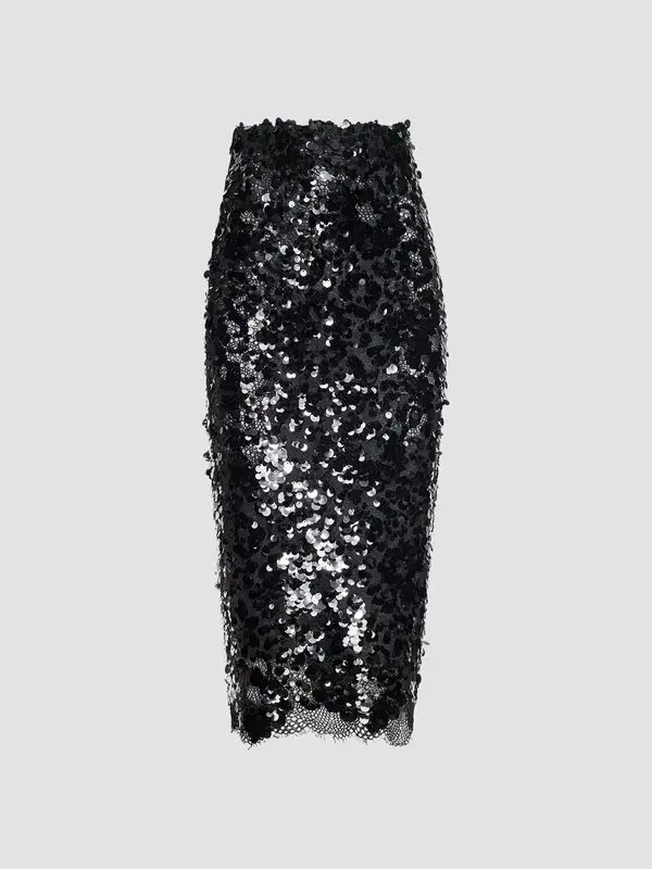 L'Agence Makena Lace Pencil Skirt - Black