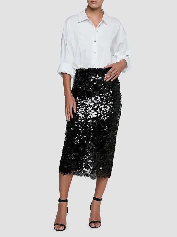 L'Agence Makena Lace Pencil Skirt - Black