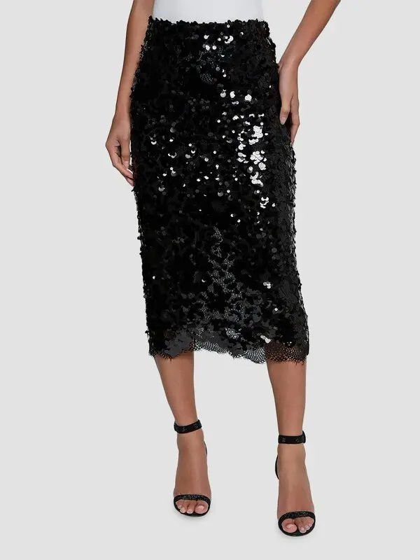 L'Agence Makena Lace Pencil Skirt - Black