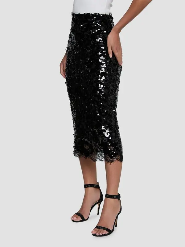 L'Agence Makena Lace Pencil Skirt - Black