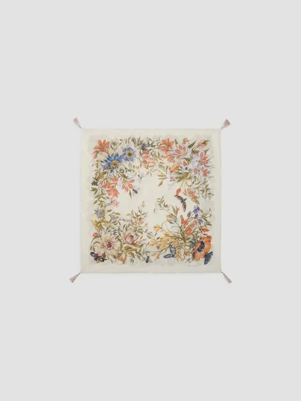 Etro Printed Cotton Scarf - Multi Beige